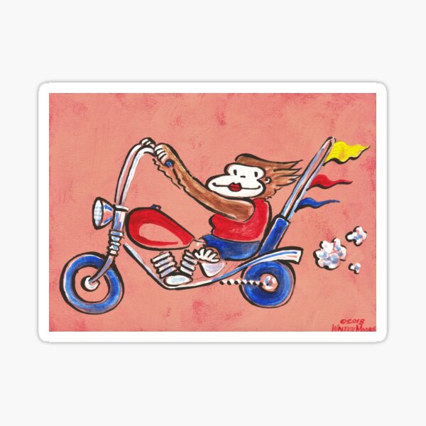 "Ape Girl on Motorcycle" Sticker by WalterMoore | Redbubble