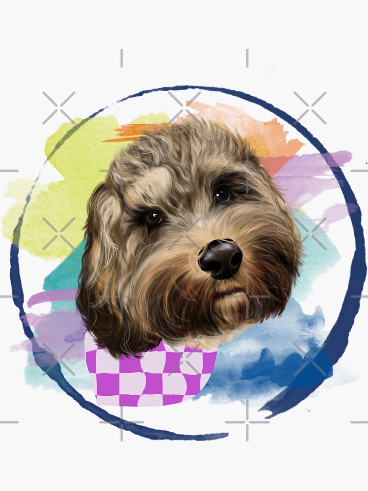 "Cockapoo illustration, Cute Cockapoo, Groovy Cockapoo Art" Sticker for ...