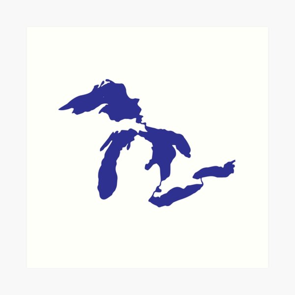 "Great Lakes Outline - Blue" Art Print for Sale by TaoJones42 | Redbubble