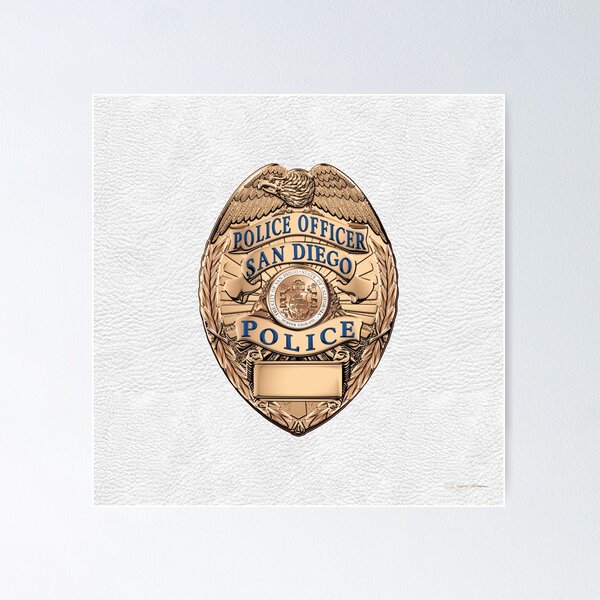 "San Diego Police Department - SDPD Officer Badge over White Leather ...