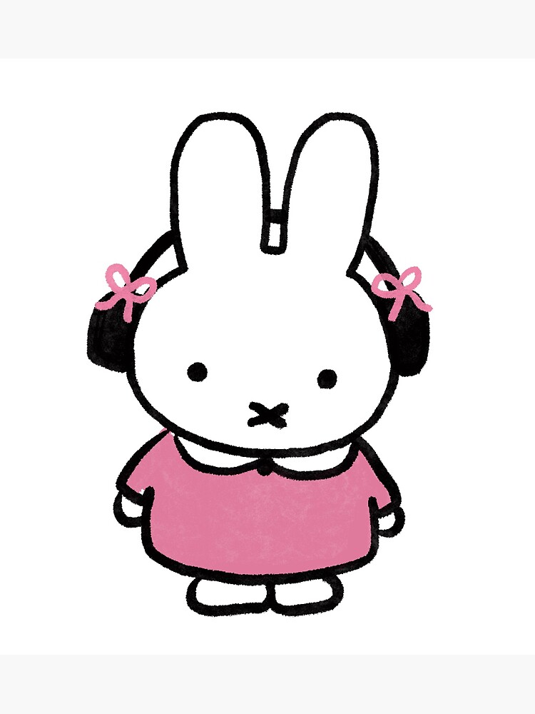 "Cute Bow Headphone Miffy " Sticker for Sale by cranbearrie | Redbubble