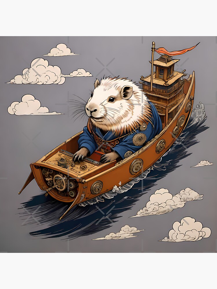 "Capybara in the machine #35 - Capybara in boat" Sticker by ...