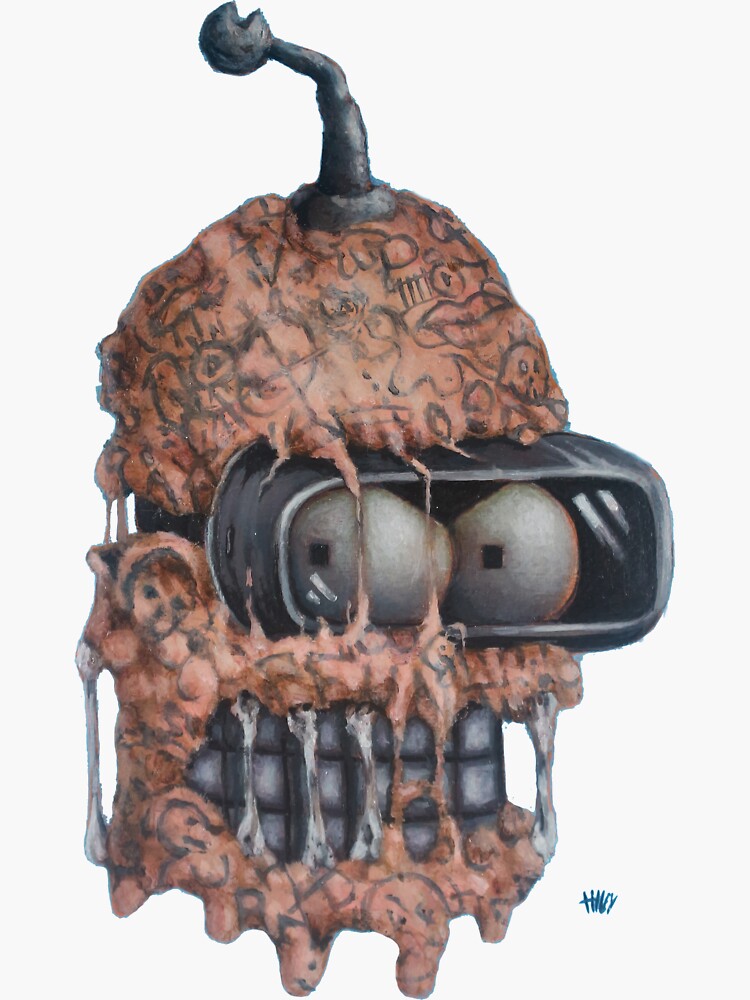 "Bender Wears A Skin Mask (Bender VS Acid Bath)" Sticker for Sale by ...
