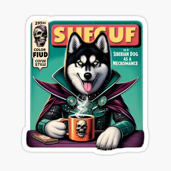 "Necromancer Siberian Dog funny vintage t-shirts" Sticker for Sale by ...