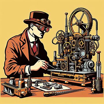"Steampunk Inventor Pop Art Style" Sticker for Sale by artofuniverse ...