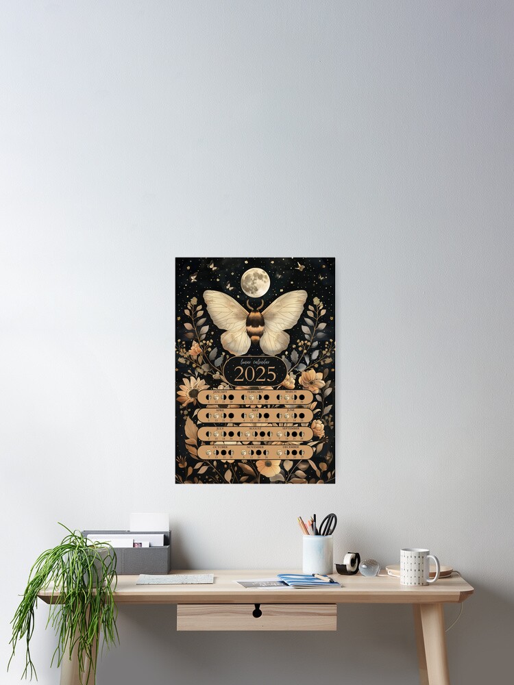 "Lunar Calendar 2025 Moth Boho Style" Poster for Sale by Thunderg1rl ...