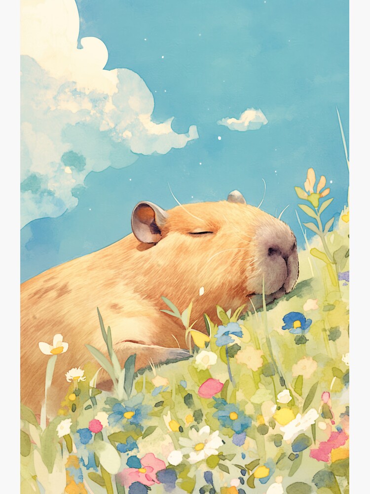 "Capybara Power Nap" Sticker for Sale by AshiraCreations | Redbubble