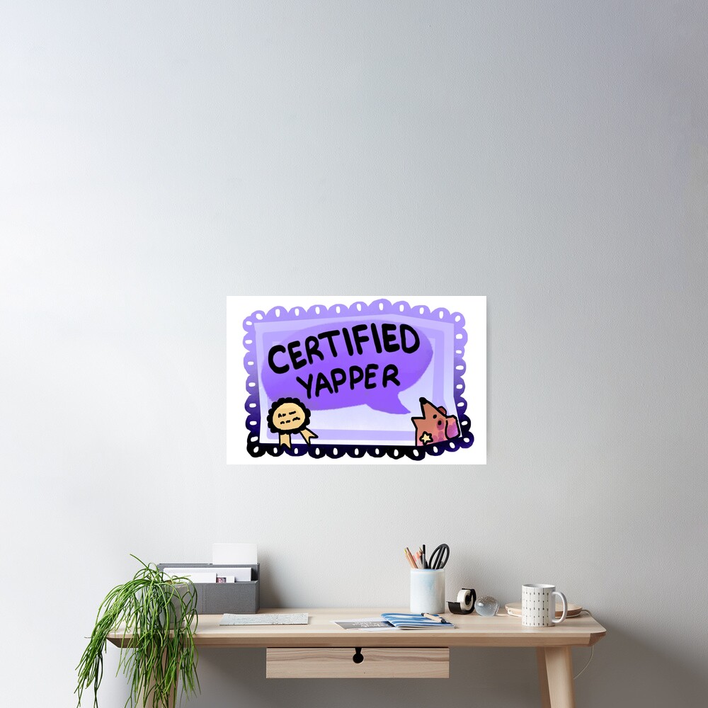 "Certified yapper " Sticker for Sale by townswmushrooms | Redbubble