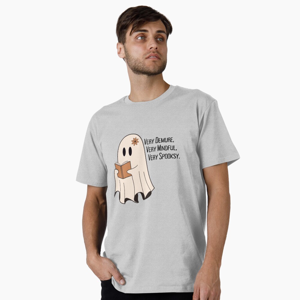 "Very Demure, Very Mindful - Cute Ghost with Book" Sticker for Sale by ...