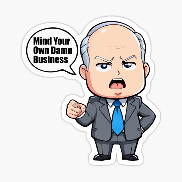 "Mind Your Own Damn Business - Tim Walz 2024 Cartoon" Sticker for Sale by cfspider | Redbubble