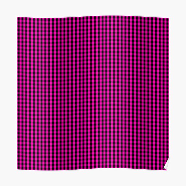 "Small Hot Neon Pink and Black Gingham Check" Poster by podartist ...