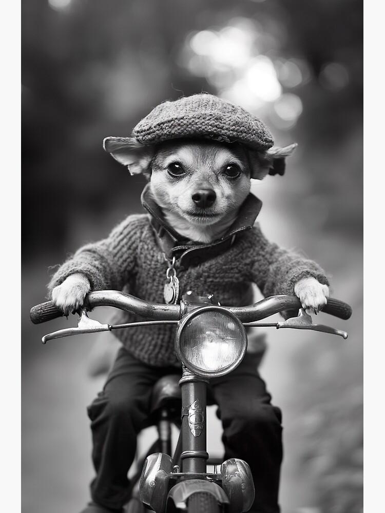 "Dog Riding a Bike, Funny Vintage Animal Photo" Poster for Sale by ...