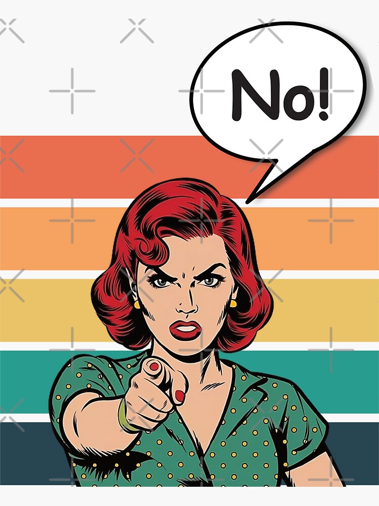 "Retro Vintage Woman says No" Sticker for Sale by Rhu Creations | Redbubble