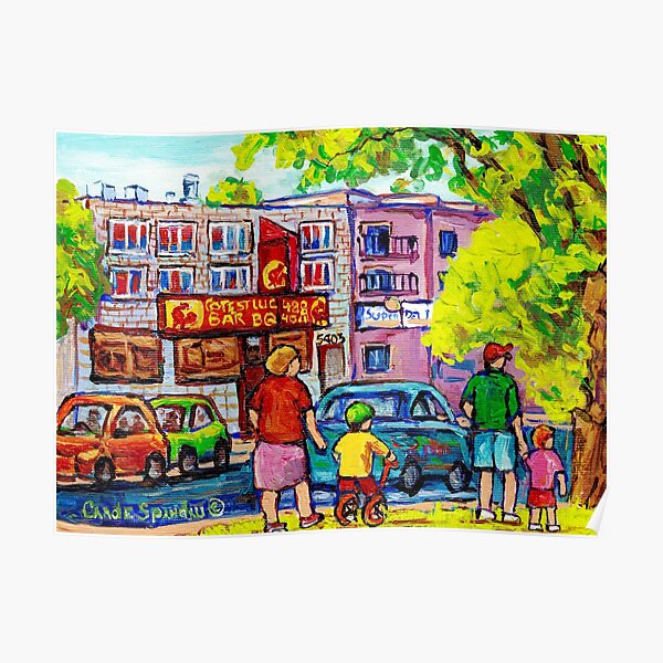 "MONTREAL PAINTINGS SUMMER CITY SCENES FOR SALE FAMILY STROLL C SPANDAU ...
