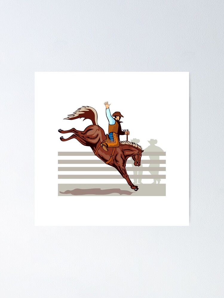 "Rodeo Saddle Bronc Competition Retro" Poster by retrovectors | Redbubble