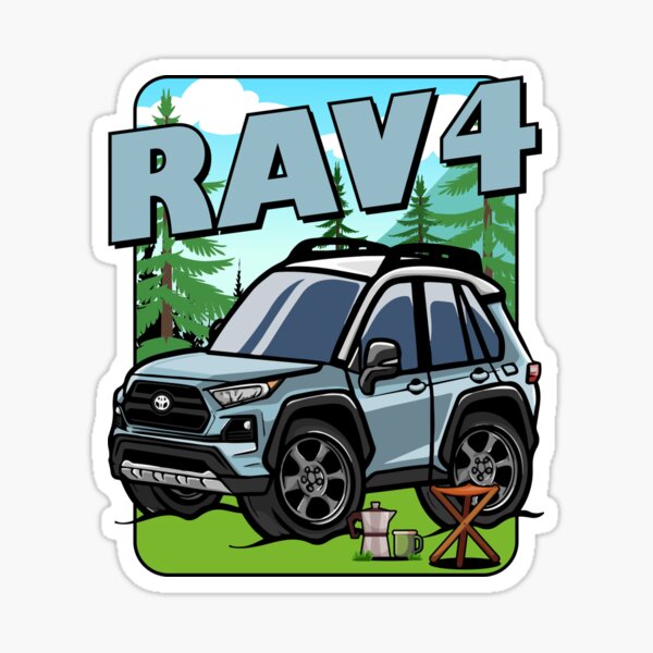 "RAV4 Camping Cartoon" Sticker for Sale by hasan-smd | Redbubble