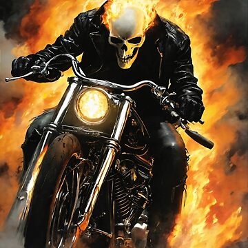 "ghost rider, fire, motorcycle, skeleton" Poster for Sale by ...