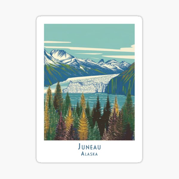 "Vintage travel poster of Juneau, Alaska – Minimalist art with ...