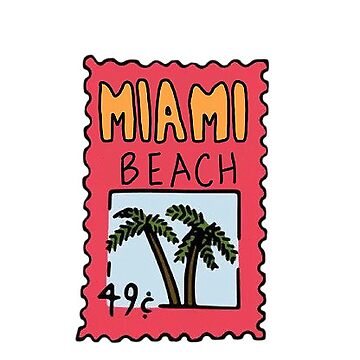 "Miami Beach Postage Stamp" Sticker for Sale by pinkmartinii | Redbubble
