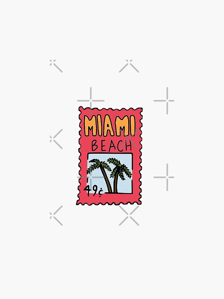 "Miami Beach Postage Stamp" Sticker for Sale by pinkmartinii | Redbubble