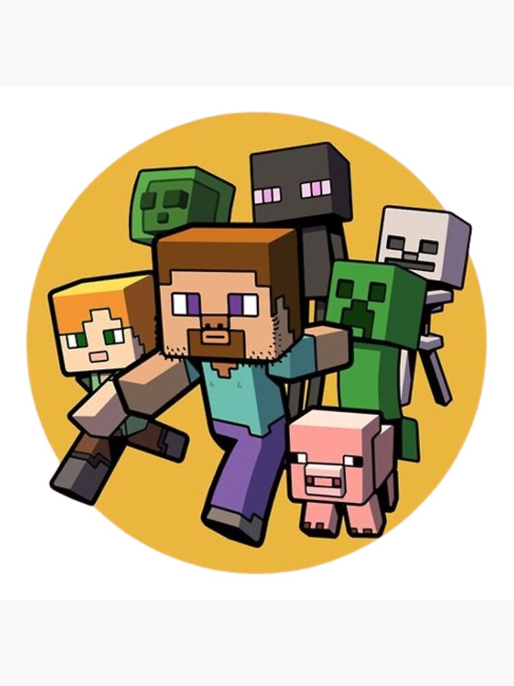 "Minecraft Steve And Alex with mobs" Sticker by GuialStore | Redbubble