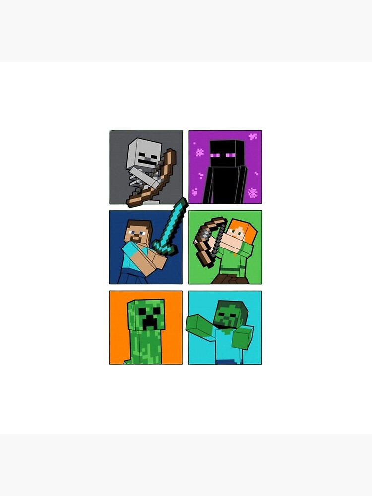 "Minecraft Steve Alex Enderman Skeleton Creeper And Zombie" Art Board ...