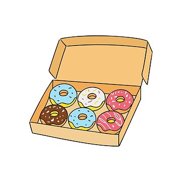 "Donuts in an open box" Sticker for Sale by rasagamastore | Redbubble