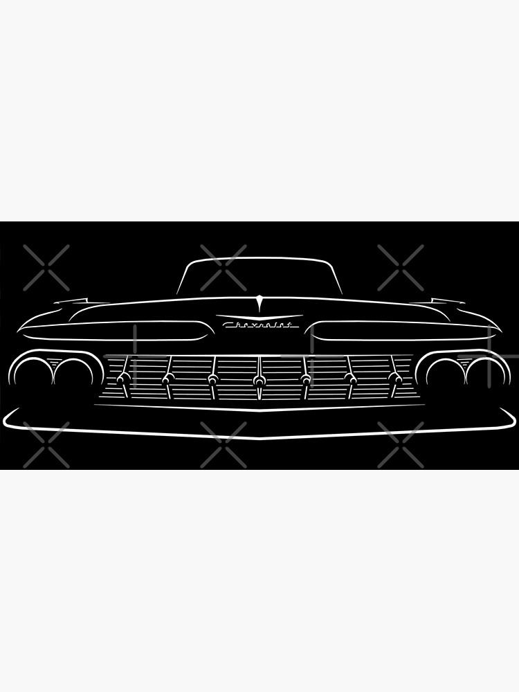 "1959 Chevy Impala - front Stencil, white" Poster for Sale by mal ...