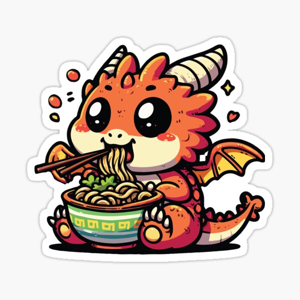 "Dragon Eat Raman | Dragon eats noodles" Sticker for Sale by Touch ...