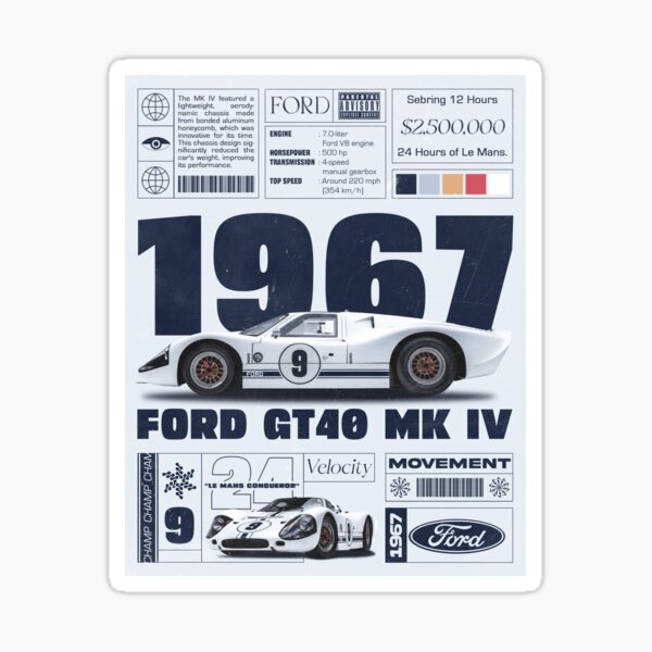 "Ford GT40 MKIV" Sticker for Sale by Chibi-Heads | Redbubble