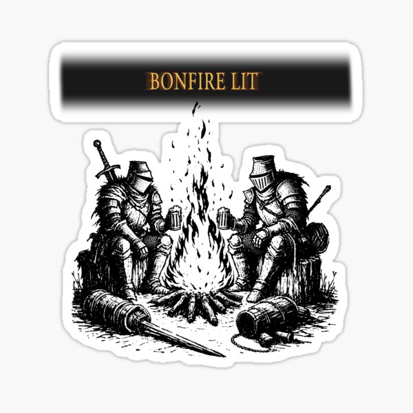 "Bonfire lit " Sticker for Sale by OneEyedRobo | Redbubble