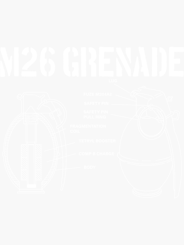 "M26 Grenade Schematic Military Grenadier M26 Grenade Gear" Sticker for Sale by DynamicDesign ...
