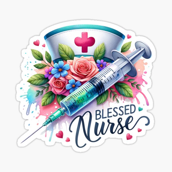 "Nurse’s Blessing – Cap, Flowers & Syringe" Sticker for Sale by ...