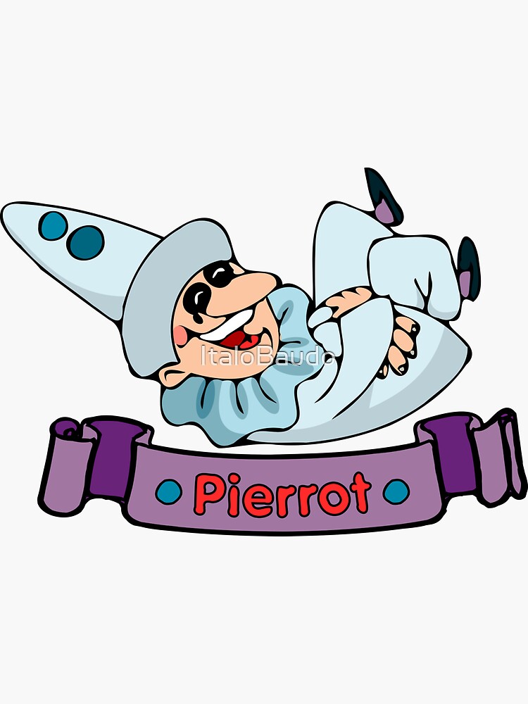 "Commedia dell'Arte, a laughing Pierrrot" Sticker by ItaloBaudo | Redbubble