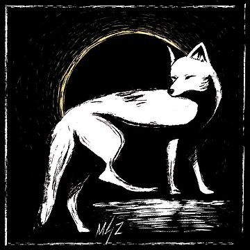 "Fox in the moonlight" Sticker for Sale by MezDezigns | Redbubble