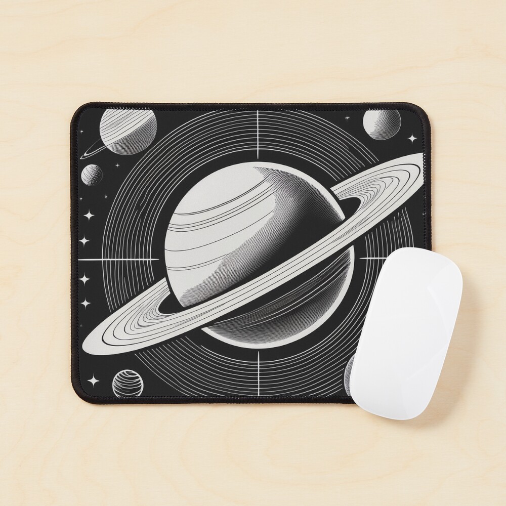 "A design of a flying in the space full view of Saturn with moon and ...