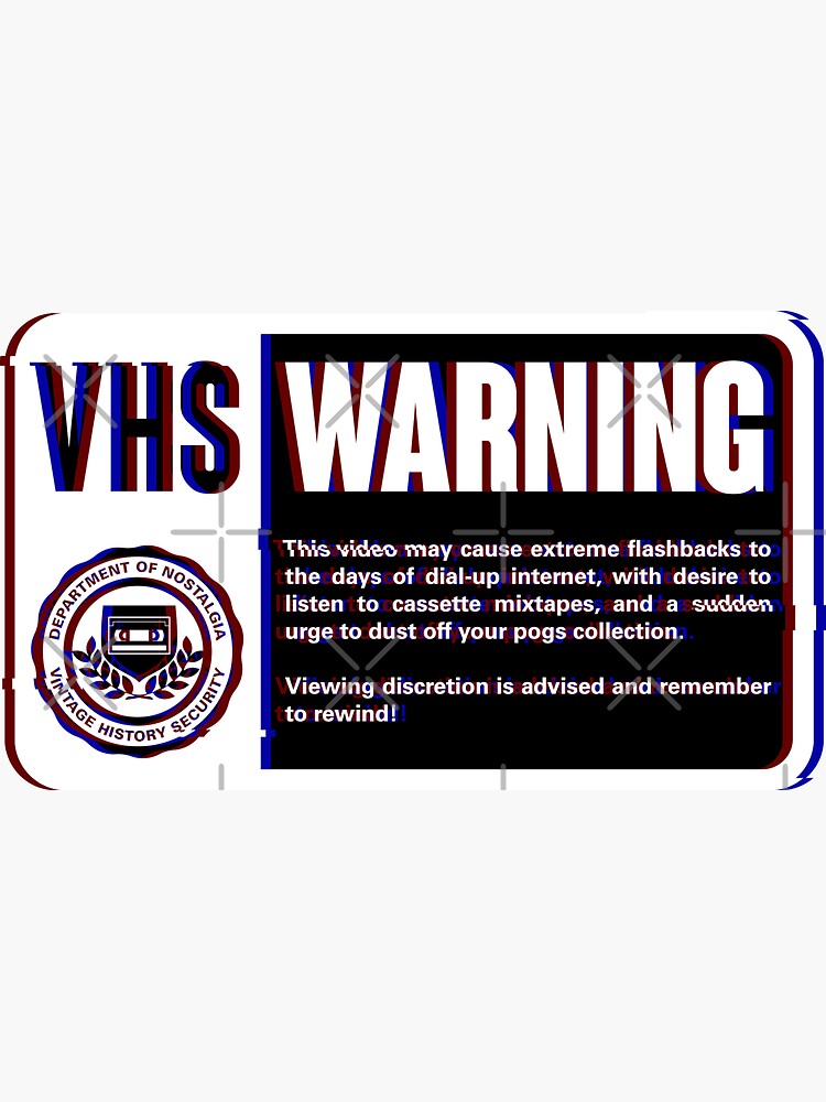 "VHS Nostalgia Warning - Vintage Movie Info" Sticker for Sale by Studio ...