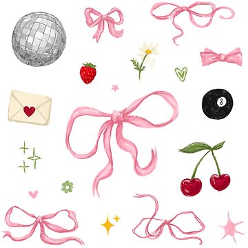 "retro bows set" Sticker for Sale by delicate-pov | Redbubble