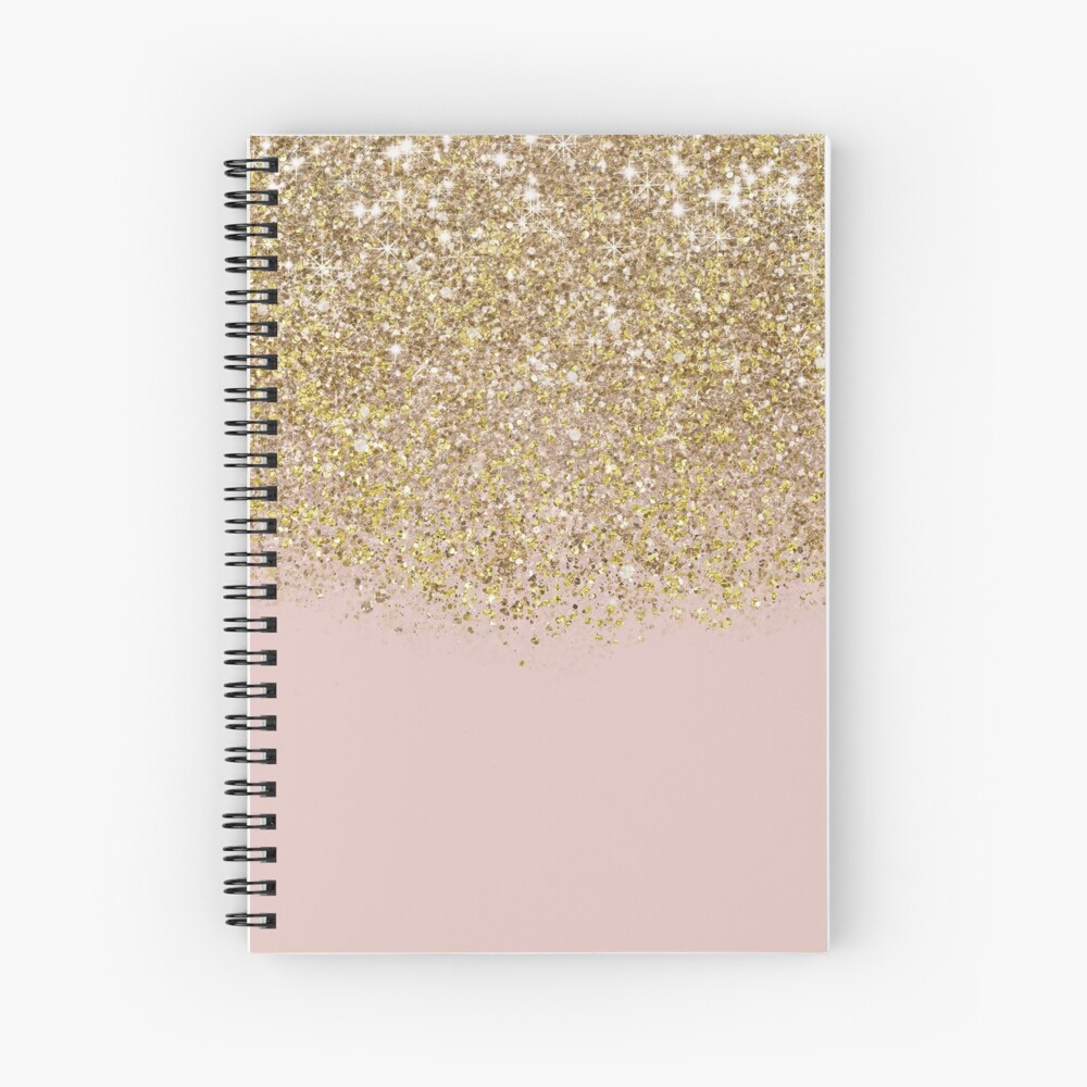 "Pink and Gold Glitter" Spiral Notebook for Sale by Christyne | Redbubble