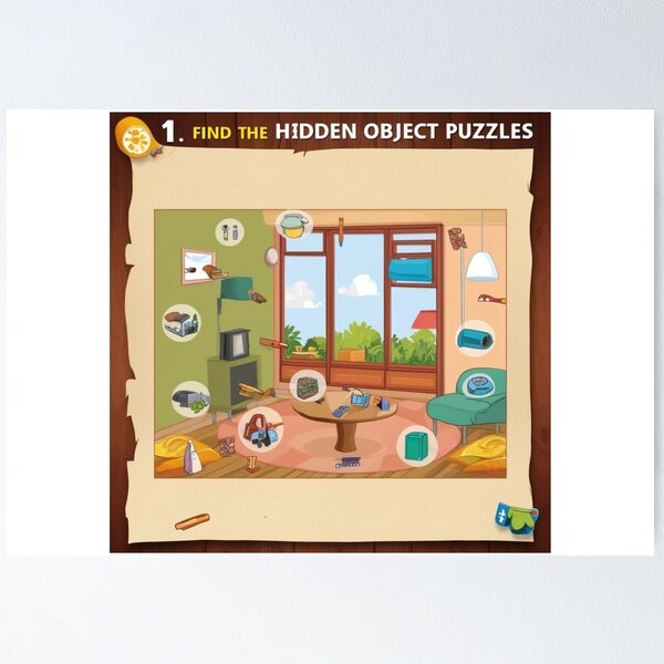 "Engaging Room Hidden Object Puzzle" Poster for Sale by merve02shop ...