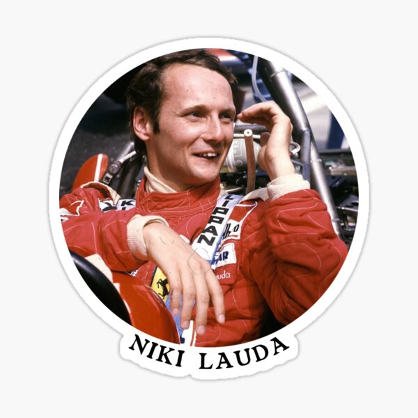 "Niki Lauda icon and name print " Sticker for Sale by cceridwenx ...