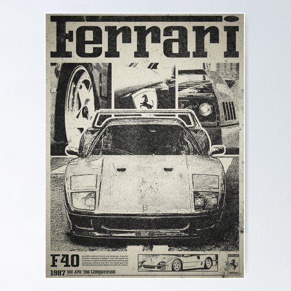 "Ferrari F40 Vintage Poster " Poster for Sale by thundergearshop ...