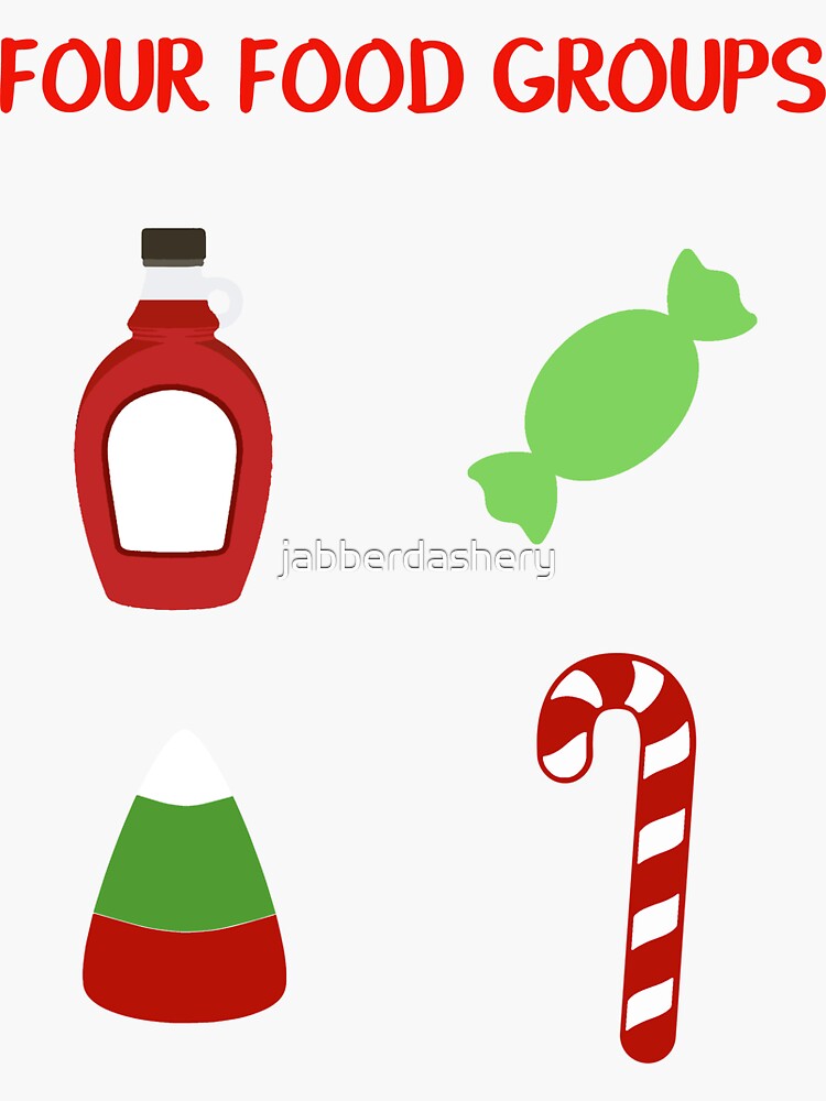 "The Four Elf Food Groups" Sticker for Sale by jabberdashery | Redbubble
