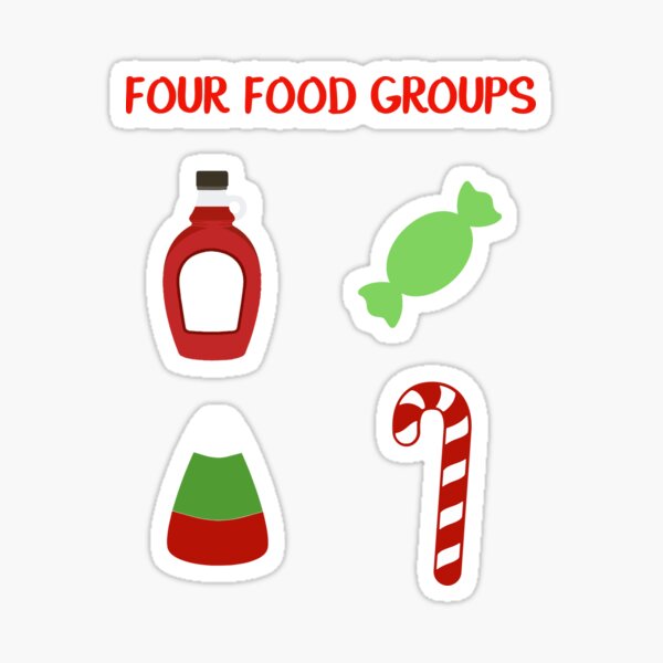 "The Four Elf Food Groups" Sticker for Sale by jabberdashery | Redbubble