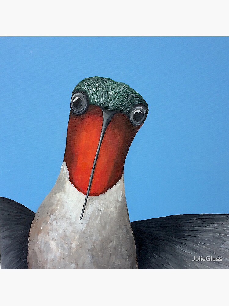 "Ty, The Ruby Throated Hummingbird" Sticker by JulieGlass | Redbubble