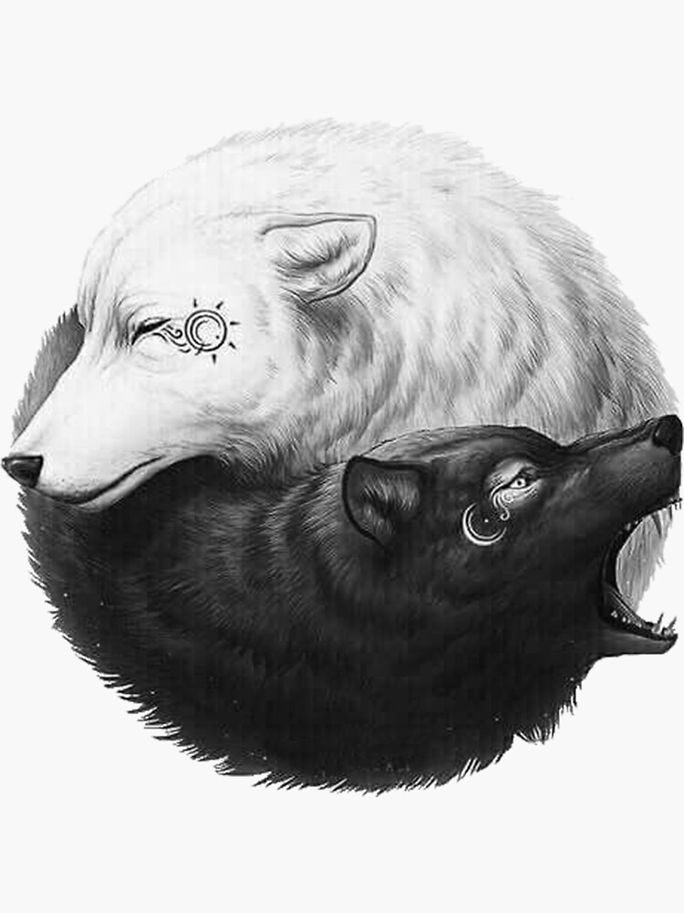 "Two Wolves Black and White Love Nature" Sticker by stickerized | Redbubble