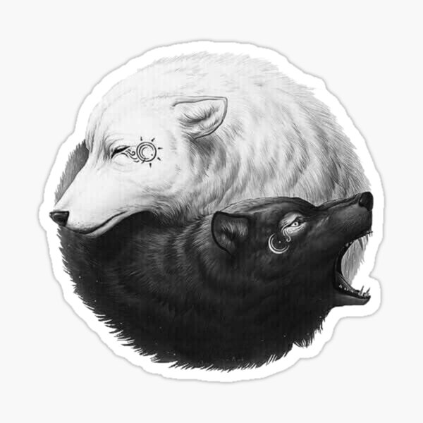 "Two Wolves Black and White Love Nature" Sticker by stickerized | Redbubble