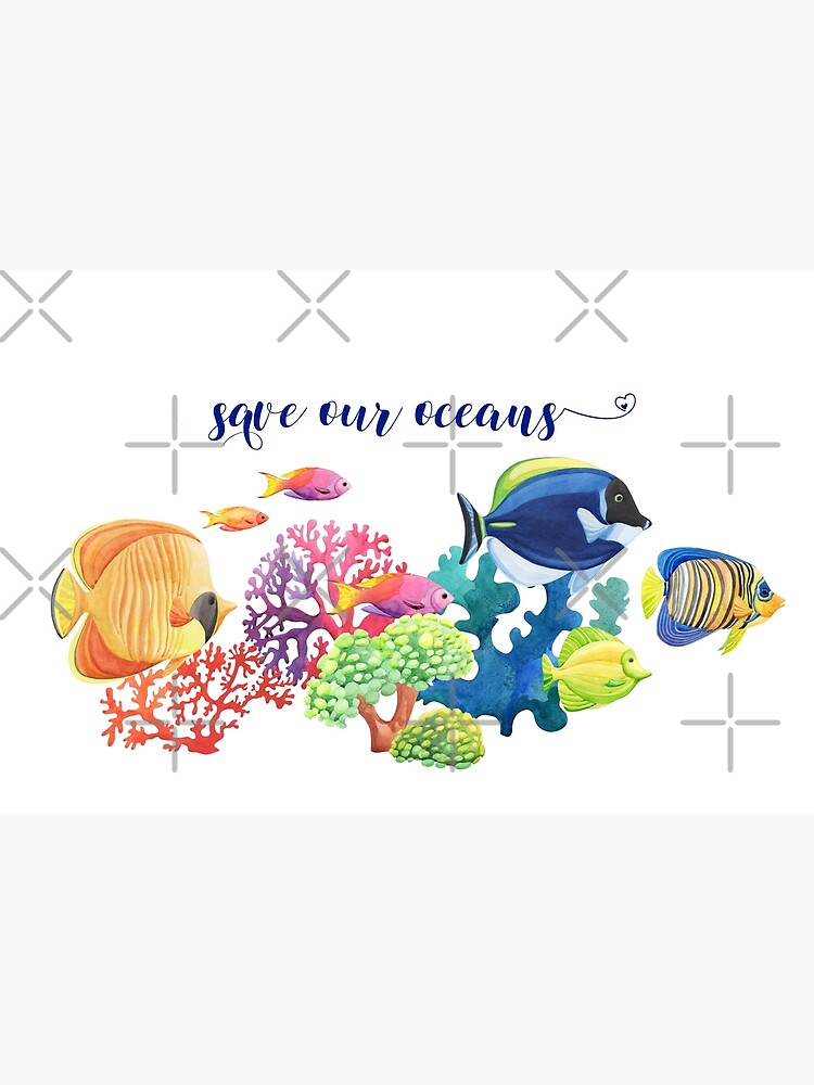 "Save Our Oceans - Fish Coral Reef " Art Print by ColorFlowArt | Redbubble