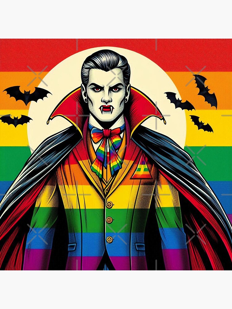 "Gay Vampire In Pride Colours" Sticker for Sale by MAGGDDigital | Redbubble