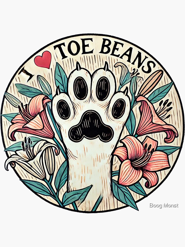 "I Love Toe Beans" Sticker for Sale by BubbSnugg LC | Redbubble